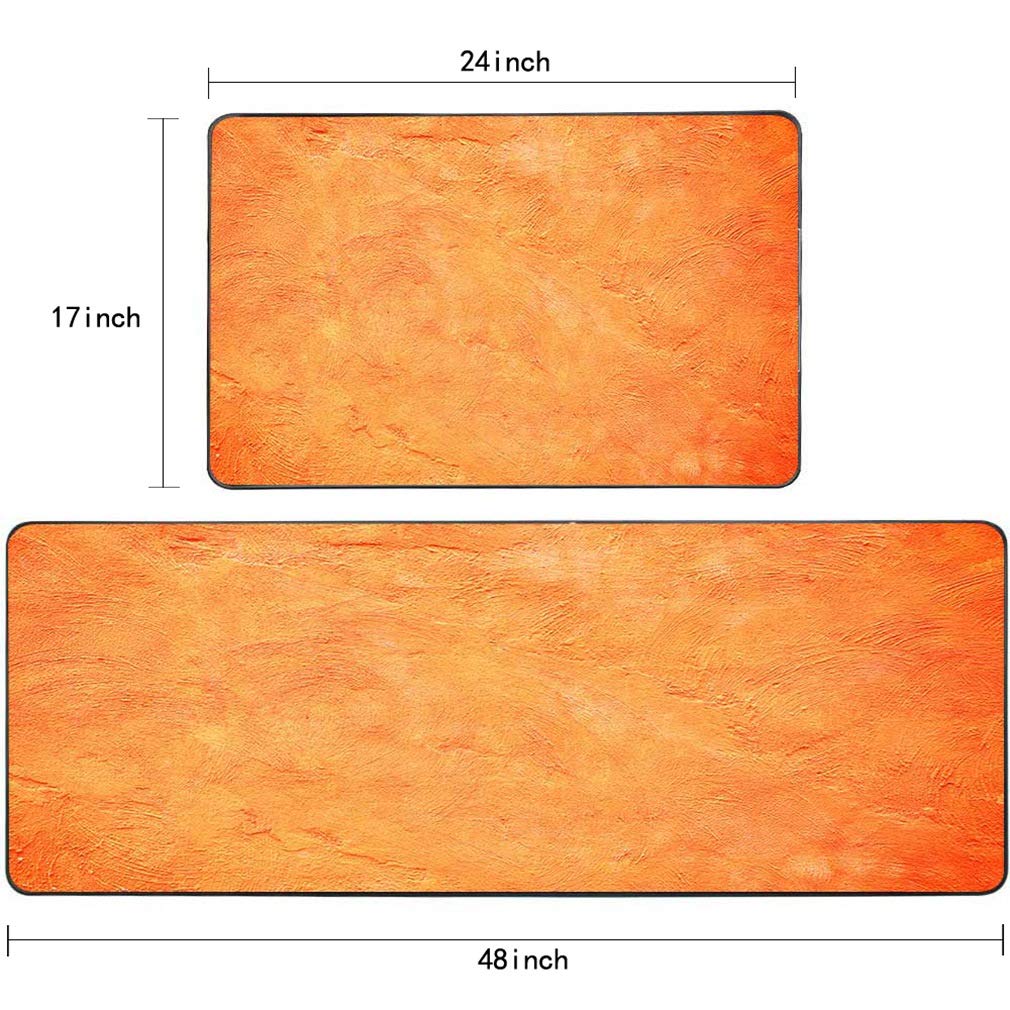 Gesmatic Kitchen Rugs Washable, Farmhouse Kitchen Rugs 17"X48" 17"X24" Orange Color Painting Wall Bathroom Non Slip Microfiber Kitchen Rugs and Mats Coffee Kitchen Rugs and Mats Farmhouse 2 Piece