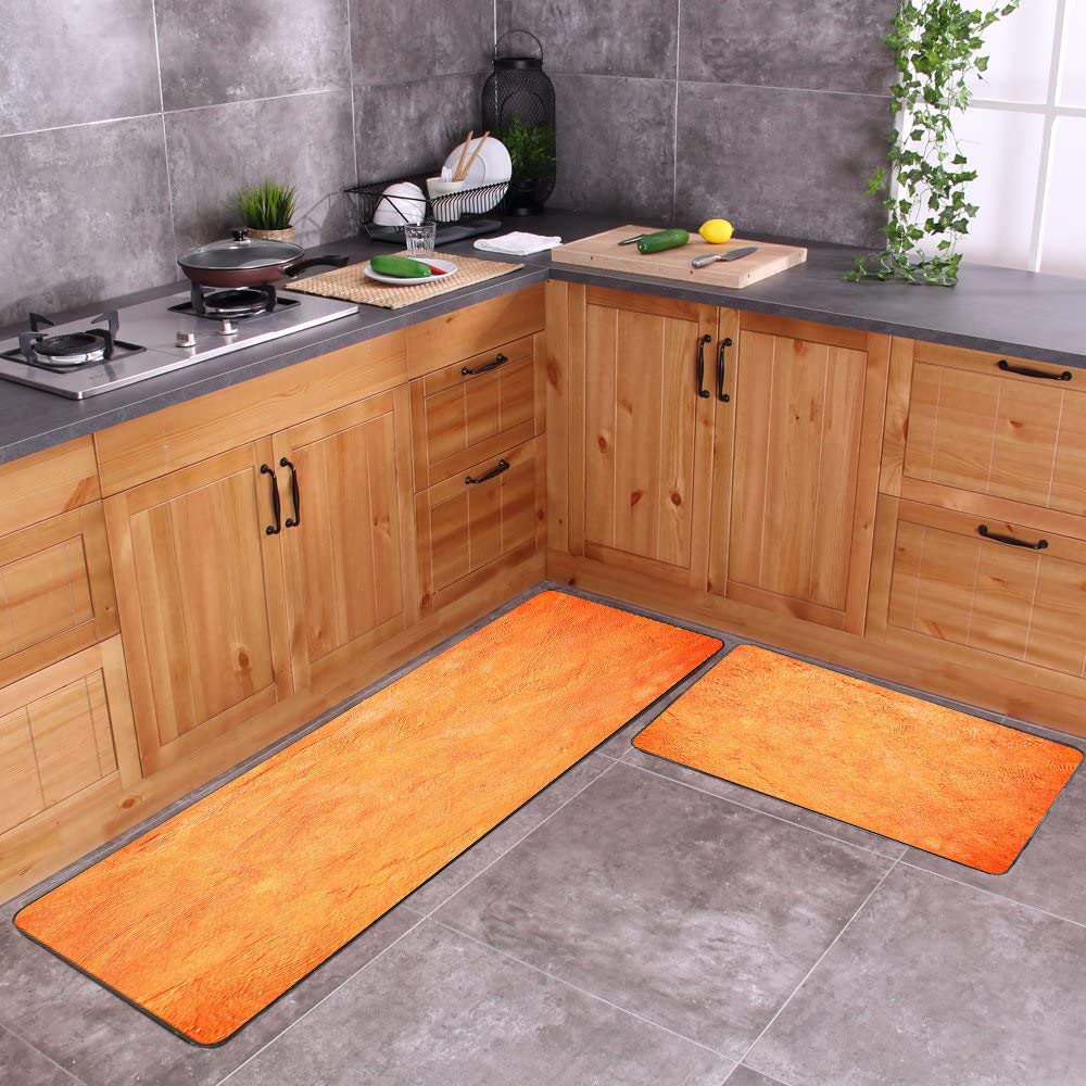 Gesmatic Kitchen Rugs Washable, Farmhouse Kitchen Rugs 17"X48" 17"X24" Orange Color Painting Wall Bathroom Non Slip Microfiber Kitchen Rugs and Mats Coffee Kitchen Rugs and Mats Farmhouse 2 Piece