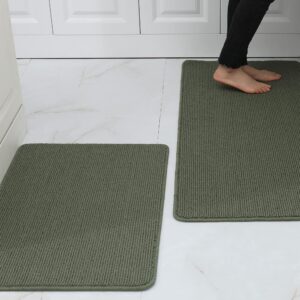 COSY HOMEER 20x30 Inch/20X48 Inch Kitchen Rug Mats Made of 100% Polypropylene Strip TPR Backing 2 Pieces Soft Kitchen Mat Specialized in Anti Slippery and Machine Washable,Green