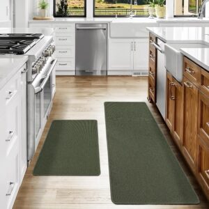 COSY HOMEER 20x30 Inch/20X48 Inch Kitchen Rug Mats Made of 100% Polypropylene Strip TPR Backing 2 Pieces Soft Kitchen Mat Specialized in Anti Slippery and Machine Washable,Green