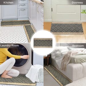 OctBird Washable Kitchen Rugs Set of 3, Non-Slip Kitchen Runner Rugs, Kitchen Runner Carpet Mats, Non-Skid Standing Floor Mat for Hallway, Laundry, Bathroom, in Front of Sink,20x32in+20x47in+20x59in