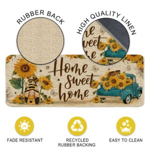 Hexagram Sunflower Kitchen Rugs and Mats Set of 2, Sunflower Kitchen Mats, You are My Sunshine Farmhouse Anti Fatigue Mats for Floor Decorations, Sunflower Kitchen Decor 17x29 Inch-17x47 Inch