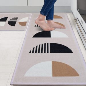 mayhmyo boho kitchen rugs 2 piece rubber kitchen rugs and mats non skid washable grey kitchen runner rug set anti fatigue absorbent kitchen mats for floor laundry room home office sink