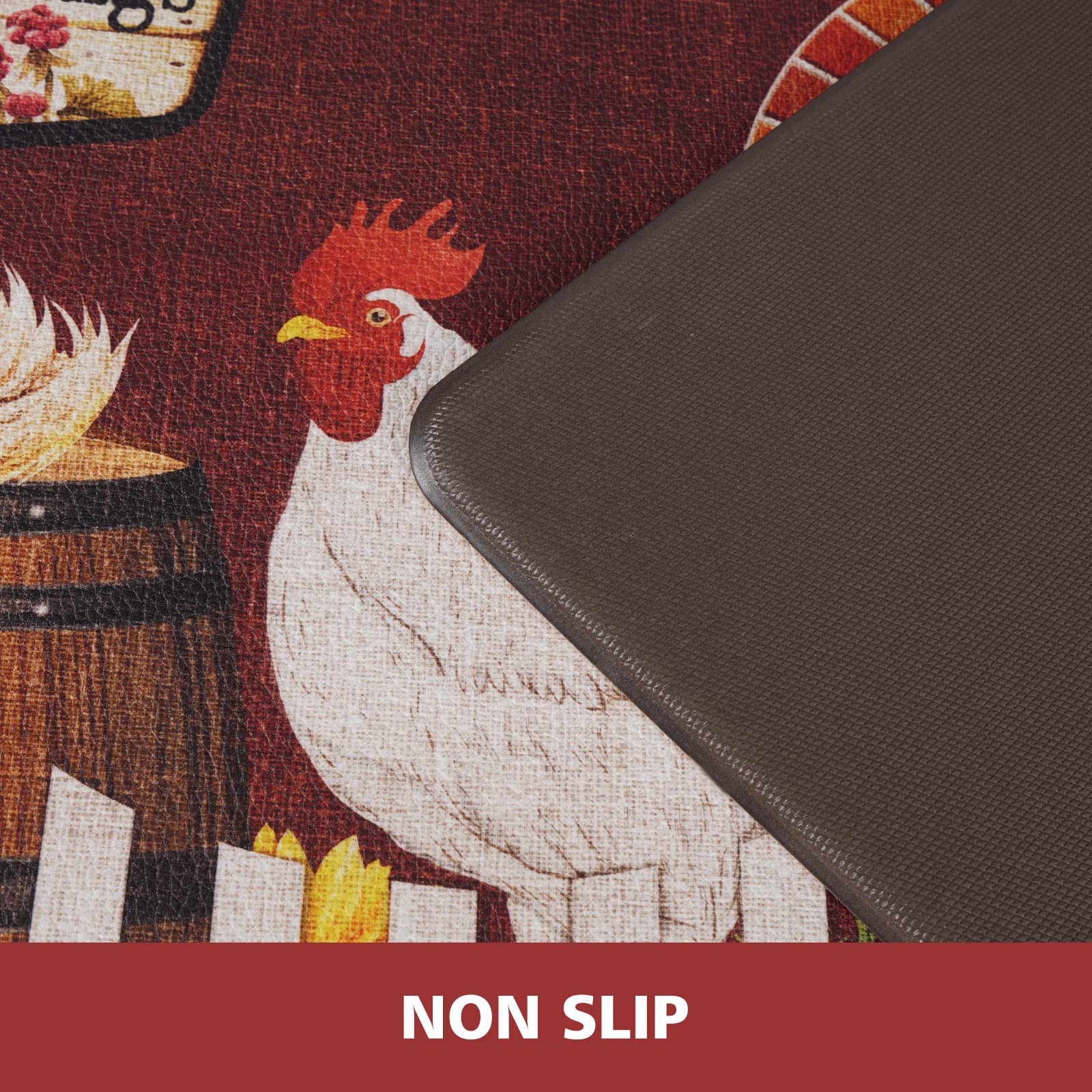 ASPMIZ Farmhouse Kitchen Mats Sets 2 Piece, Rooster Kitchen Rugs and Mats Non Skid Washable, Kitchen Floor Mats Cushioned Anti Fatigue, Floor Comfort Mats for Home & Office, 18'' x 48'' + 18'' x 30''