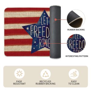 Artoid Mode Stripes Let Freedom Ring Kitchen Mats Set of 2, 4th of July Patriotic Liberty - 17x29 and 17x47 Inch