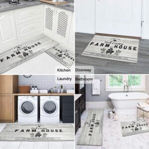 Farmhouse Kitchen Rugs and Mats Farmhouse Style Anti Fatigue Mats for Kitchen Floor Non Slip Kitchen Mat Farm House Waterproof Washable Rug Runner for Kitchen Laundry 17x30+17x47inch