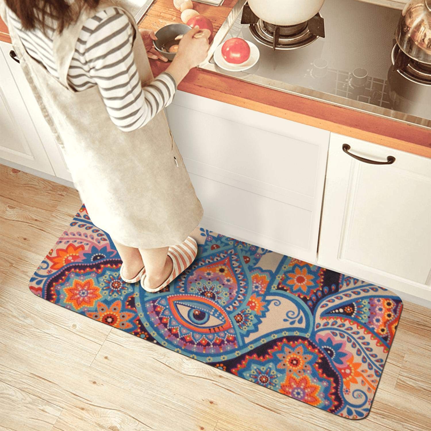 Psychedelic Evil Eye Charm Kitchen Mat Super Cozy Velvet Carpets Non-Slip Kitchen Rug