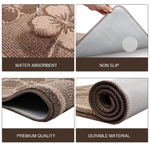 Kitchen Rugs Sets 3 PCS Non Slip Kitchen mats for Floor,Washable Kitchen Runner Rug,Super Absorbent Kitchen mats for Kitchen,Bathroom,Floor,Office,Sink(Brown,19.7"x47.2"+19.7"x31.5"+19.7" x 59")