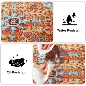 Lahome Bohemian Thin Kitchen Rug Set of 2, Stain Resistant Kitchen Rug and Mat Non Skid Washable Standing Mat Waterproof Floral Sink Rug for Kitchen Floor, 20X30+20X47