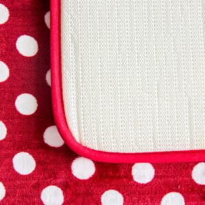 Aboo Kitchen Rugs 2 Pieces Memory Foam Kitchen Mat Non-Slip Red With White Dot (15.7"×23.6" + 15.7"×47.2" Red)