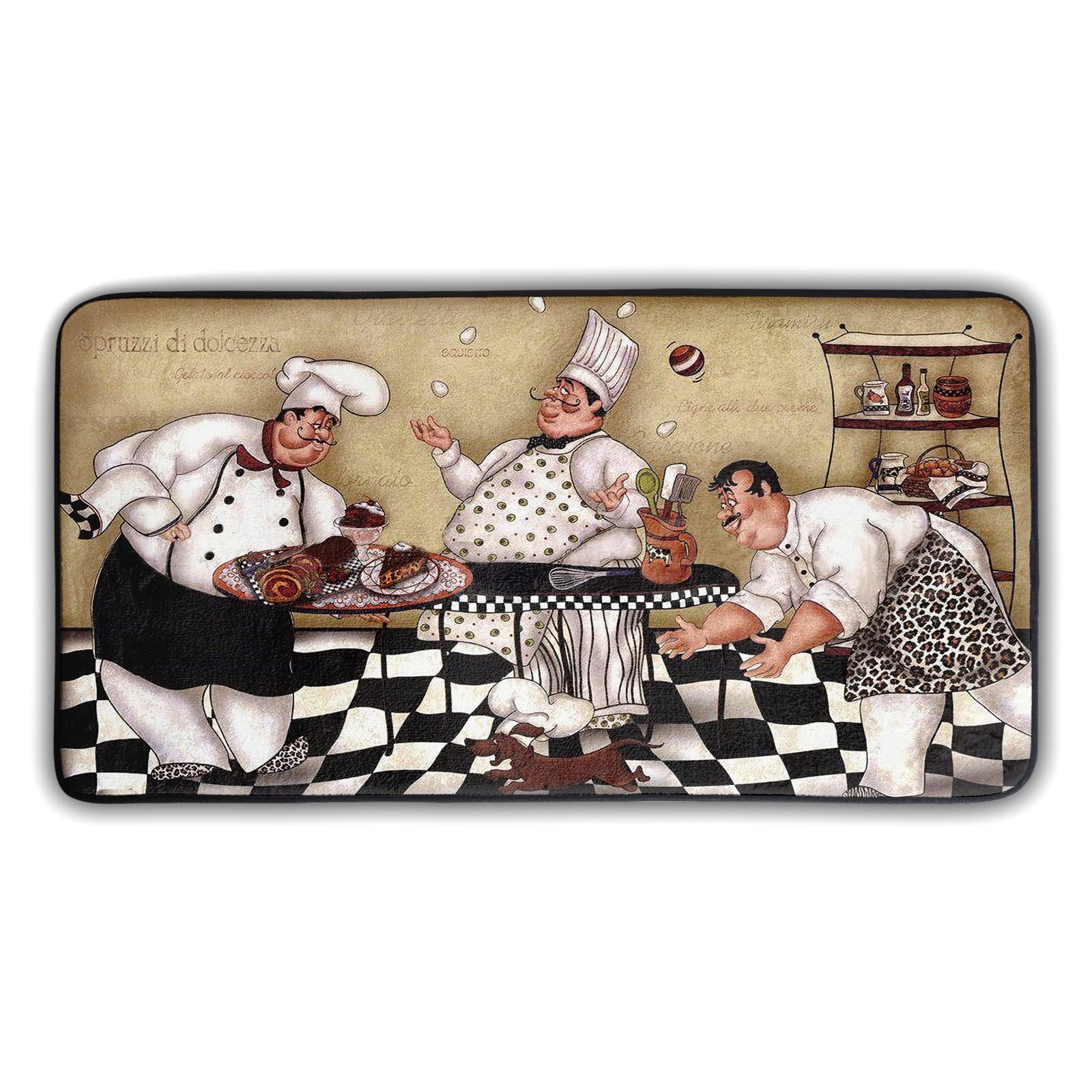 Kitchen Fat Chef Man Mats and Rugs Non Slip Anti Fatigue Washable Kitchen Floor Mats for in Front of Sink and Bathroom Carpet Doormat 39" X 20" Chef Kitchen Decor and Accessories