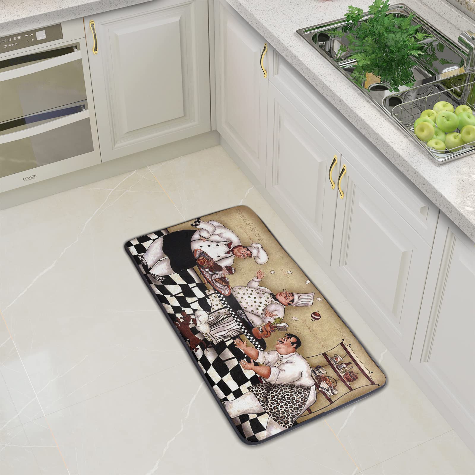 Kitchen Fat Chef Man Mats and Rugs Non Slip Anti Fatigue Washable Kitchen Floor Mats for in Front of Sink and Bathroom Carpet Doormat 39" X 20" Chef Kitchen Decor and Accessories