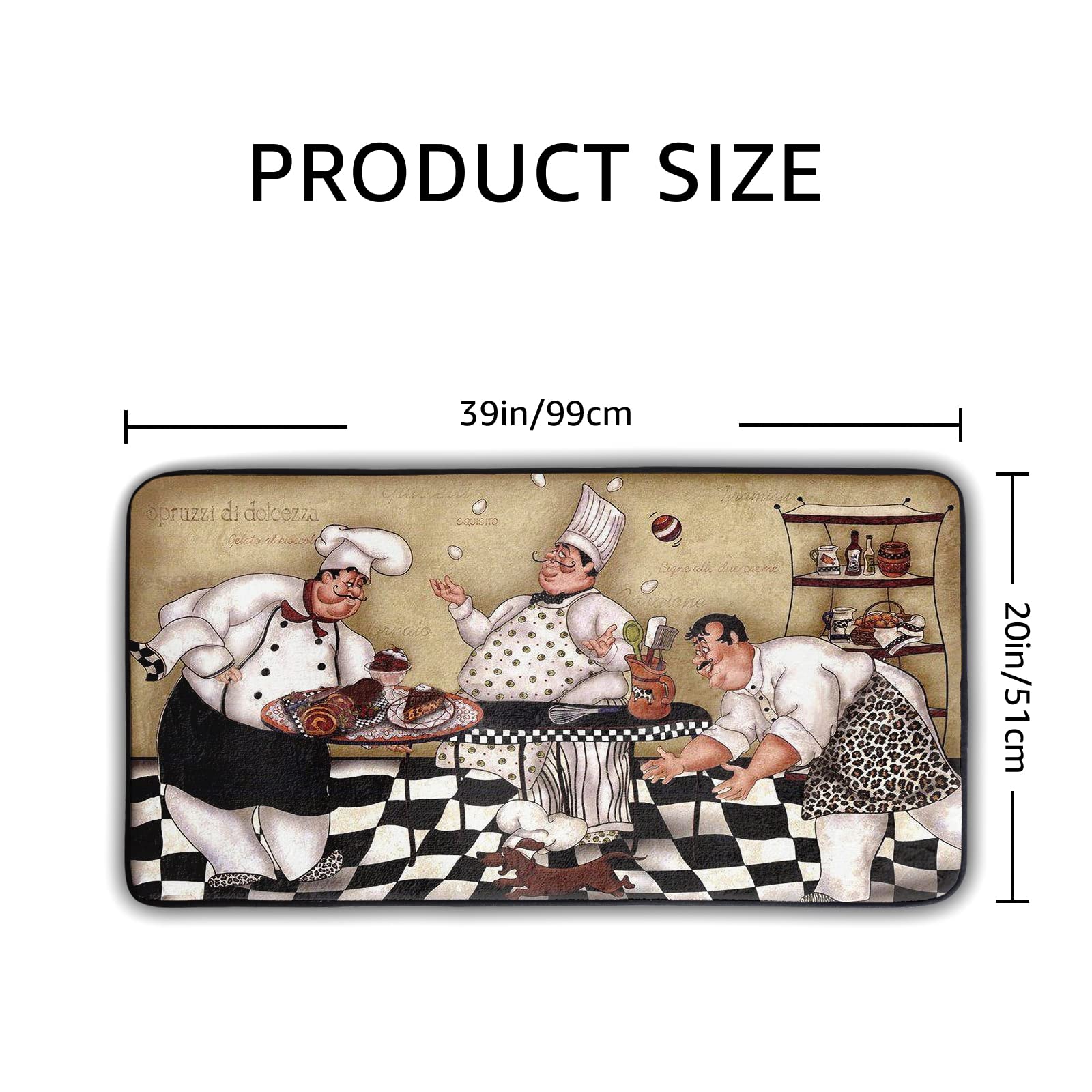 Kitchen Fat Chef Man Mats and Rugs Non Slip Anti Fatigue Washable Kitchen Floor Mats for in Front of Sink and Bathroom Carpet Doormat 39" X 20" Chef Kitchen Decor and Accessories