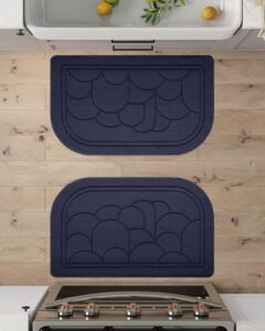 dexi 2 pack kitchen rugs mats, low profile inddoor door mat, machine washable kitchen rugs set, 20"x32"+20"x32", navy