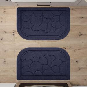 DEXI 2 Pack Kitchen Rugs Mats, Low Profile Inddoor Door Mat, Machine Washable Kitchen Rugs Set, 20"x32"+20"x32", Navy