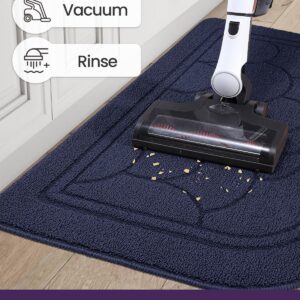 DEXI 2 Pack Kitchen Rugs Mats, Low Profile Inddoor Door Mat, Machine Washable Kitchen Rugs Set, 20"x32"+20"x32", Navy