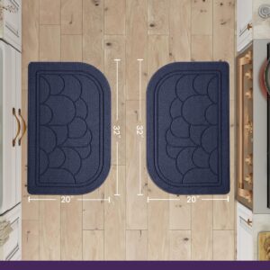 DEXI 2 Pack Kitchen Rugs Mats, Low Profile Inddoor Door Mat, Machine Washable Kitchen Rugs Set, 20"x32"+20"x32", Navy