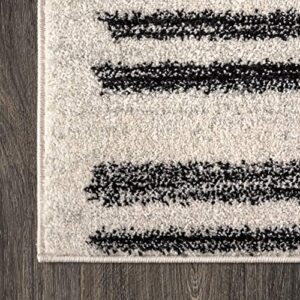 JONATHAN Y MOH207A-4 Khalil Modern Berber Stripe Indoor Farmhouse Area -Rug Bohemian Minimalistic Striped Easy -Cleaning Bedroom Kitchen Living Room Non Shedding, 4 X 6, Cream,Black