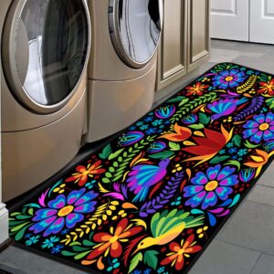 gispog floral mexican birds kitchen rugs indoor outdoor non slip kitchen floor mats area rugs runner rug laundry room rug 40x20 in