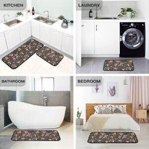 Mushroom with Snails Kitchen Mat Set of 2 Anti Fatigue Mat, Non Slip Cushioned Mat Runner Rug Doormat for Kitchen, Sink, Laundry, Bathroom, Home Decor