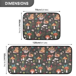 Mushroom with Snails Kitchen Mat Set of 2 Anti Fatigue Mat, Non Slip Cushioned Mat Runner Rug Doormat for Kitchen, Sink, Laundry, Bathroom, Home Decor