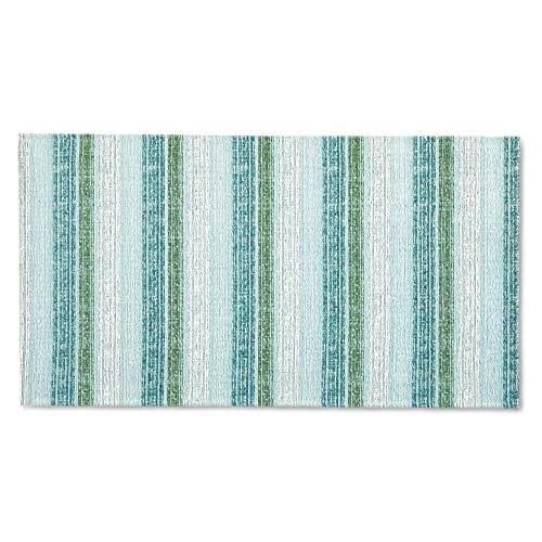 Martha Stewart Stella Ticking Stripe Slip-Resistant Kitchen Mat, Mint Green/White, 20"x36"