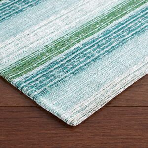 Martha Stewart Stella Ticking Stripe Slip-Resistant Kitchen Mat, Mint Green/White, 20"x36"