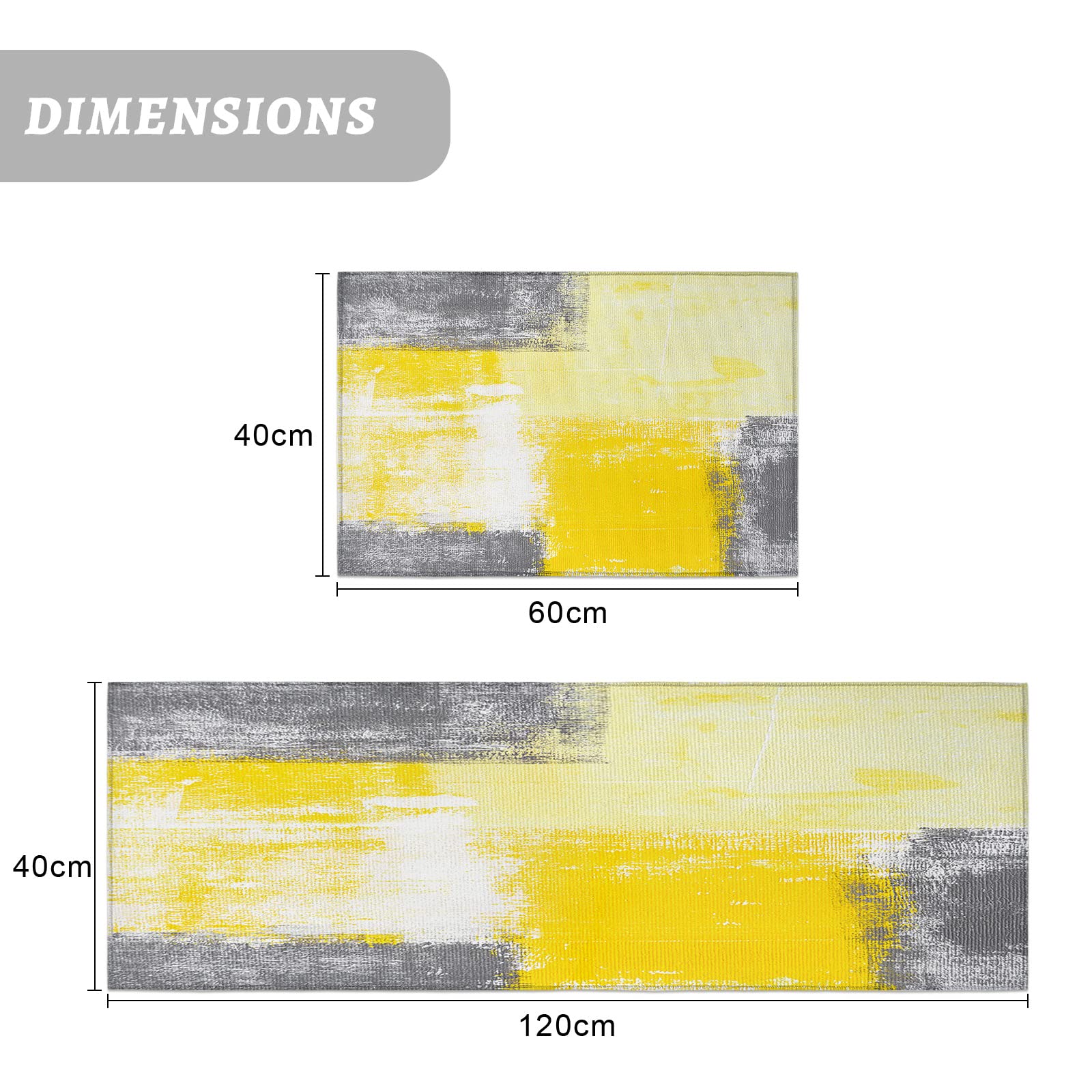 Yellow Kitchen Rugs, Kitchen Mat Kitchen Gadgets, Yellow Abstract Art Runner Rug, Kitchen Mats for Floor, Yellow Kitchen Rug 2PCS, Yellow Kitchen Decor Floor Mats, Kitchen Runner Rug, Anti-Fatigue Mat