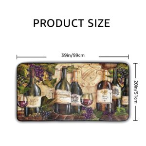 Grapes Wine Rugs for Kitchen Floor 39x20 Inch Wine Bottle Rugs Absorbent Kitchen Mat and Rug for Home & Kitchen & Office Decor Memory Foam Mat Non-Skid…