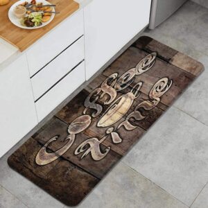 jismuci kitchen rug,modern coffee time grunge back print,waterproof non skid washable soft kitchen mat comfort floor mats rugs