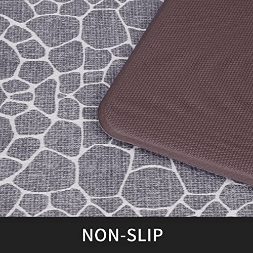 ASPMIZ Kitchen Mat 2 PCS Cushioned Anti-Fatigue Kitchen Rugs Non Slip Memory Foam Kitchen Mats and Rugs Waterproof Kitchen Floor Comfort Mats for Home & Office, 18'' x 48'' + 18'' x 30'', Grey Texture