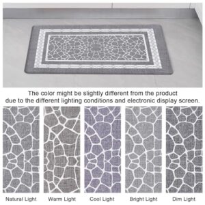 ASPMIZ Kitchen Mat 2 PCS Cushioned Anti-Fatigue Kitchen Rugs Non Slip Memory Foam Kitchen Mats and Rugs Waterproof Kitchen Floor Comfort Mats for Home & Office, 18'' x 48'' + 18'' x 30'', Grey Texture