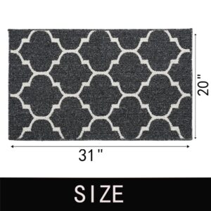 YIKEDUO Kitchen Rugs and Mats Absorbent Resist Dirt Non Skid Kitchen Floor Mat for Kitchen, Bathroom, Living Room Easy Clean Machine Washable (Black, 20"x31")