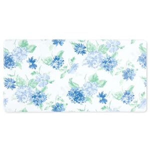 martha stewart amber floral daisy stripe reverisble water resistant kitchen mat, blue/purple, 20"x39"