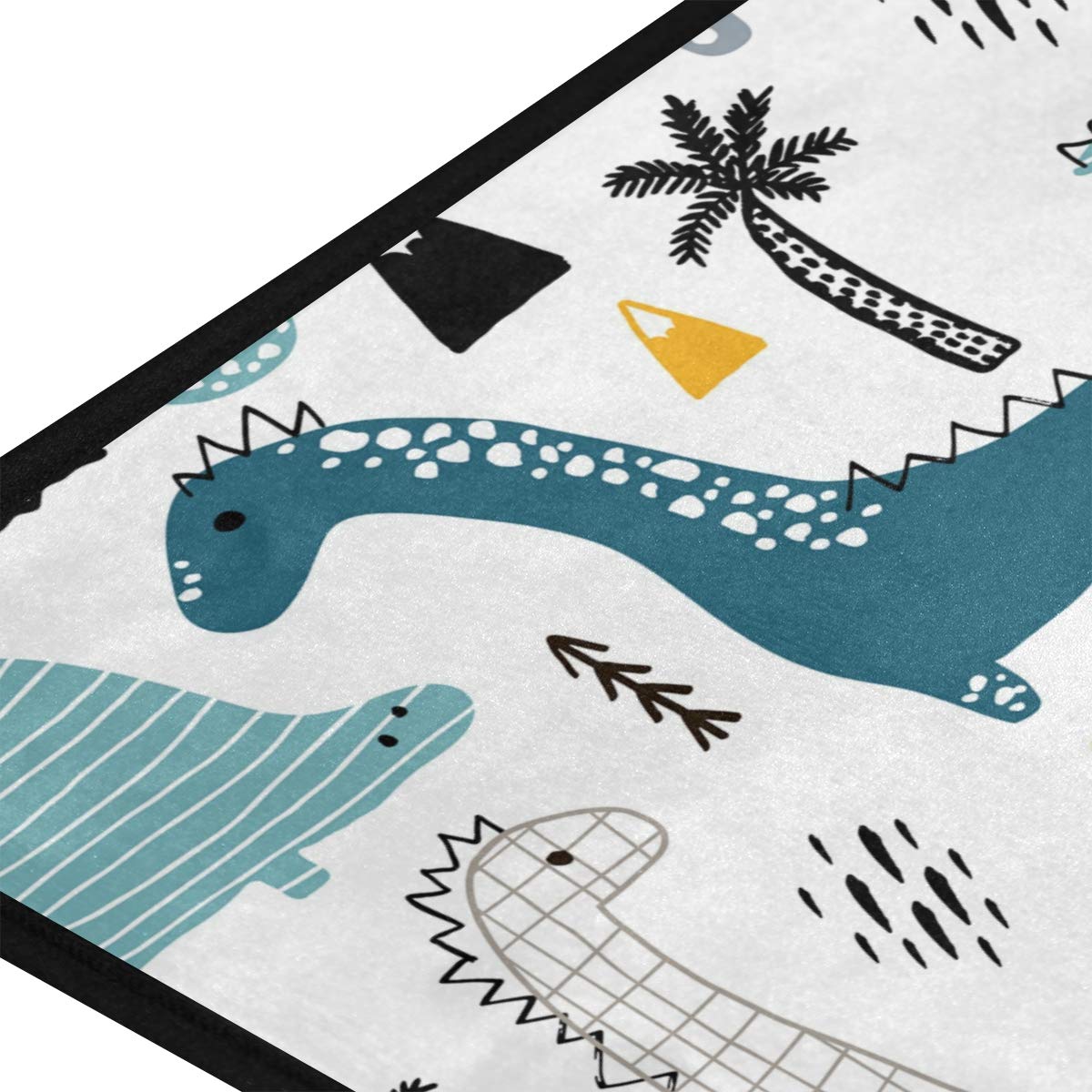 Dinosaur Bath Runner Rug Cream Dino Non Slip Area Mat Rugs for Bathroom Kitchen Indoor Carpet Doormat Floor Dirt Trapper Mats Shoes Scraper 39"x 20"