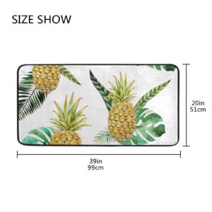 Kitchen Rug Mats 39 X 20 Inch Tropical Fruit Pineapple Soft Doormat Bath Rugs Runner Non-Slip for Home Decor