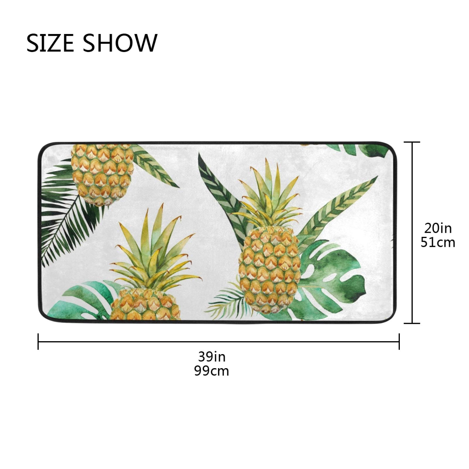 Kitchen Rug Mats 39 X 20 Inch Tropical Fruit Pineapple Soft Doormat Bath Rugs Runner Non-Slip for Home Decor