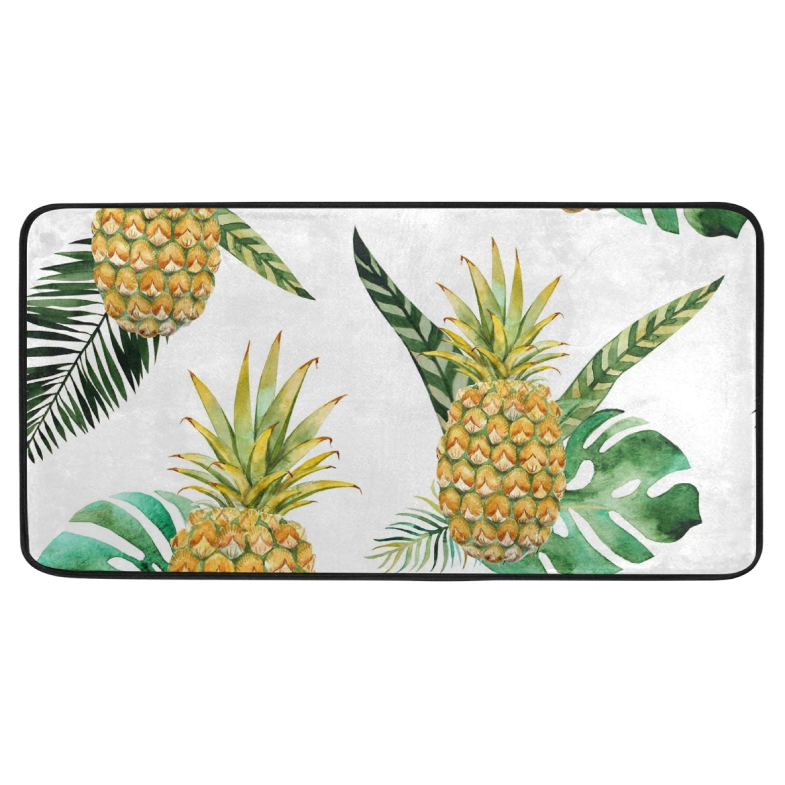 Kitchen Rug Mats 39 X 20 Inch Tropical Fruit Pineapple Soft Doormat Bath Rugs Runner Non-Slip for Home Decor