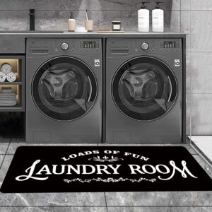 black white laundry room rug 20"x48" for washer and dryer non skid rug anti fatigue cushioned laundry floor mats comfy laundry runner carpet foam mat for kitchen washroom bathroom farmhouse