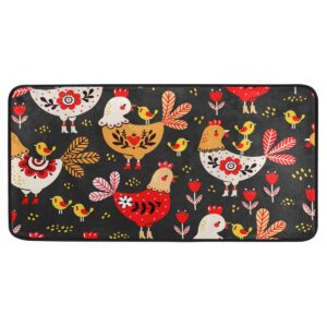 susiyo kitchen mat cute rooster chickens kitchen rug mat anti-fatigue comfort floor mat non slip oil stain resistant easy to clean kitchen rug bath rug carpet for indoor outdoor doormat