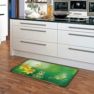 Kitchen Rugs Two Green Frogs Design Non-Slip Soft Kitchen Mats Bath Rug Runner Doormats Carpet for Home Decor, 39" X 20"