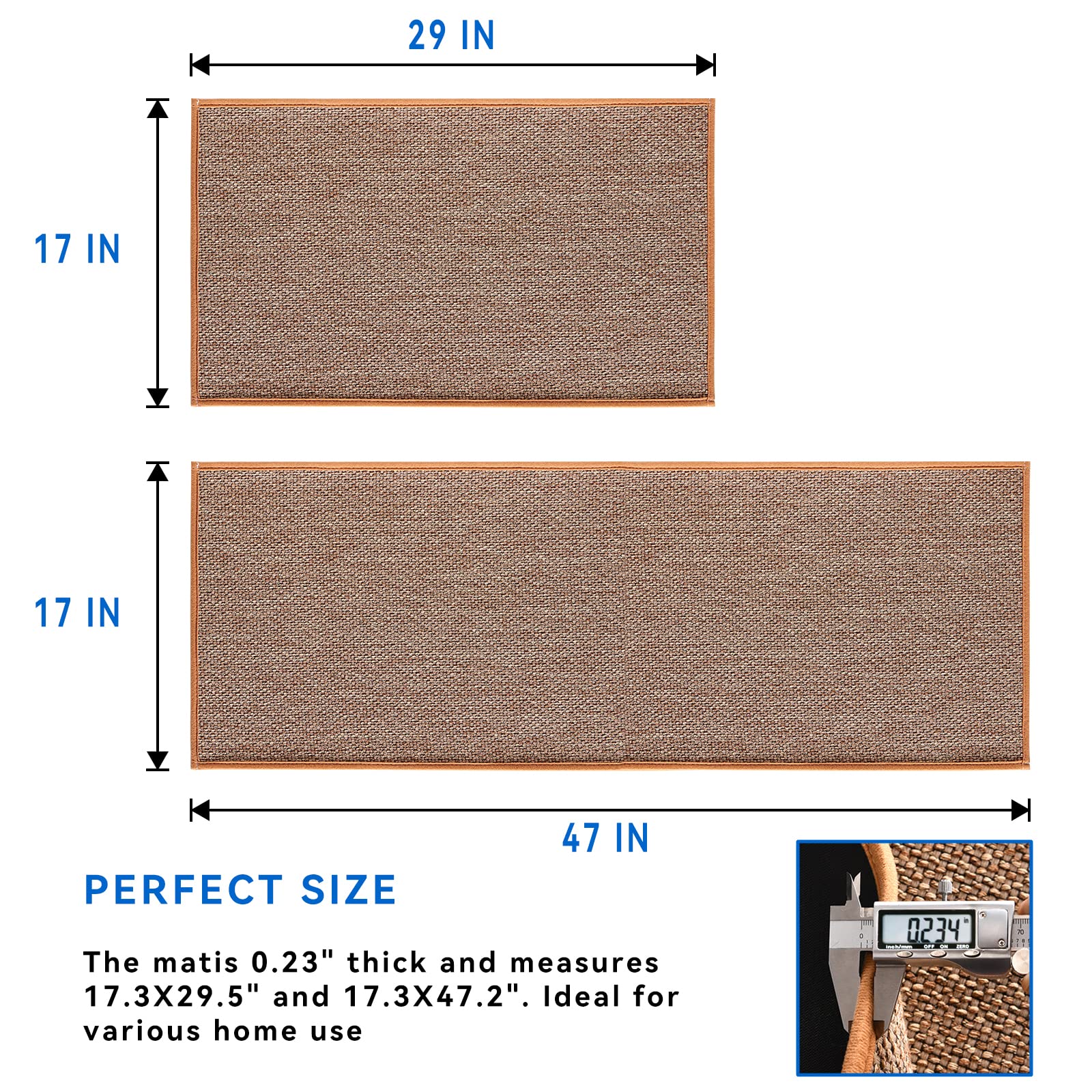 JMZNBF Twill Kitchen MAT Rugs and Mats Non Skid Washable Sets of 2 Floor for in Front Sink Heavy Duty Standing Countertop Fridge(Oats), 17*30+17*48