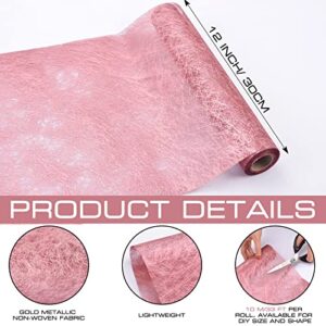 tiosggd Pink Paper Table Runner Roll, 12'' x33 Ft Rose Gold Sequin Metallic Glitter Table Runner Fabric Mesh Table Decor Spring Wedding Birthday Baby Shower Flower Gift Wrapper Party Supplies