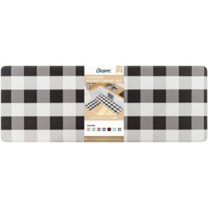 carvapet buffalo plaid kitchen mat waterproof non-slip rugs cushioned anti-fatigue kitchen rug heavy duty pvc ergonomic comfort standing foam mats for office laundry, black&white, 17.3''x47.2''