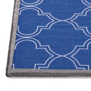 Okuna Outpost 2 Pack Navy Blue Kitchen Mats, Slip-Resistant Runner and Mat for Dining Room Floor, Sink, Laundry, Office (47.5 x 17 and 23.5 x 17 in)