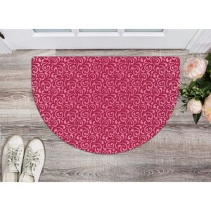 shape28 oval mat ultra-thin dark red half round mat kitchen runner rug 35"x23"soft microfiber with non slip rubber backing, dark soft microfiber top anti slip backing and machine washable,burgundy