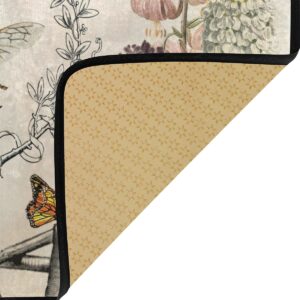 CHIFIGNO Vintage French Bee Garden Kitchen Rugs Cushioned Anti Fatigue Standing Mat Waterproof Non Slip for Kitchen, Floor Home, Office, Sink, Laundry 39" X 20"