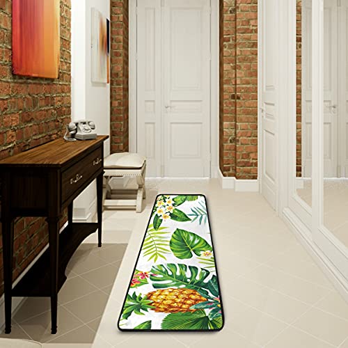 Tropical Pineapple Palm Leaf Runner Rug 72 x 24 Inch, Kitchen Rug Non-Slip Doormat Bath Mat Area Rug Carpet for Kitchen Living Bedroom