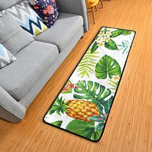 Tropical Pineapple Palm Leaf Runner Rug 72 x 24 Inch, Kitchen Rug Non-Slip Doormat Bath Mat Area Rug Carpet for Kitchen Living Bedroom