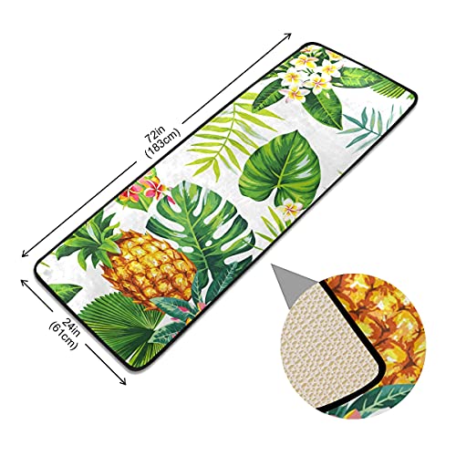 Tropical Pineapple Palm Leaf Runner Rug 72 x 24 Inch, Kitchen Rug Non-Slip Doormat Bath Mat Area Rug Carpet for Kitchen Living Bedroom